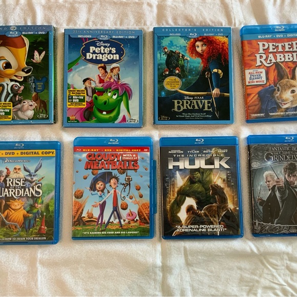 Media | Lot Of 8 Bluraydvd Bambi Petes Dragon Hulk Peter Rabbit | Poshmark